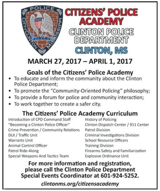 Citizens’ Police Academy applications being accepted - The Clinton Courier